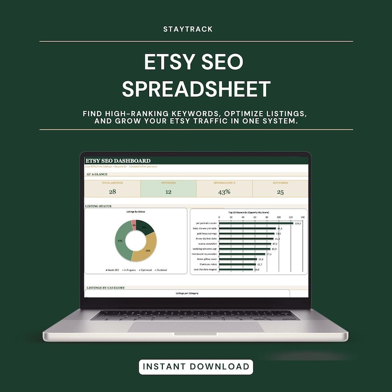 Etsy SEO Spreadsheet | Keyword Research + 13-tag Builder | Listing ...