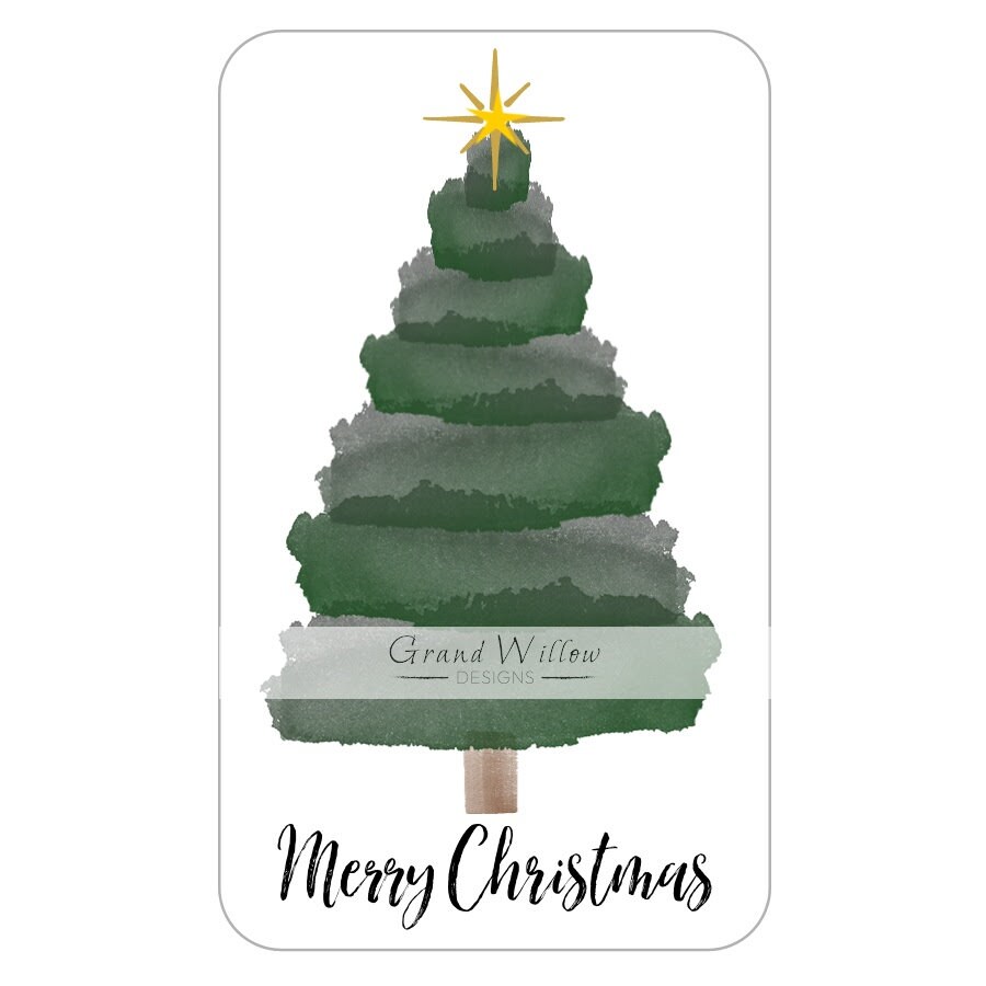 Printable Christmas Gift Tag Watercolor - Etsy