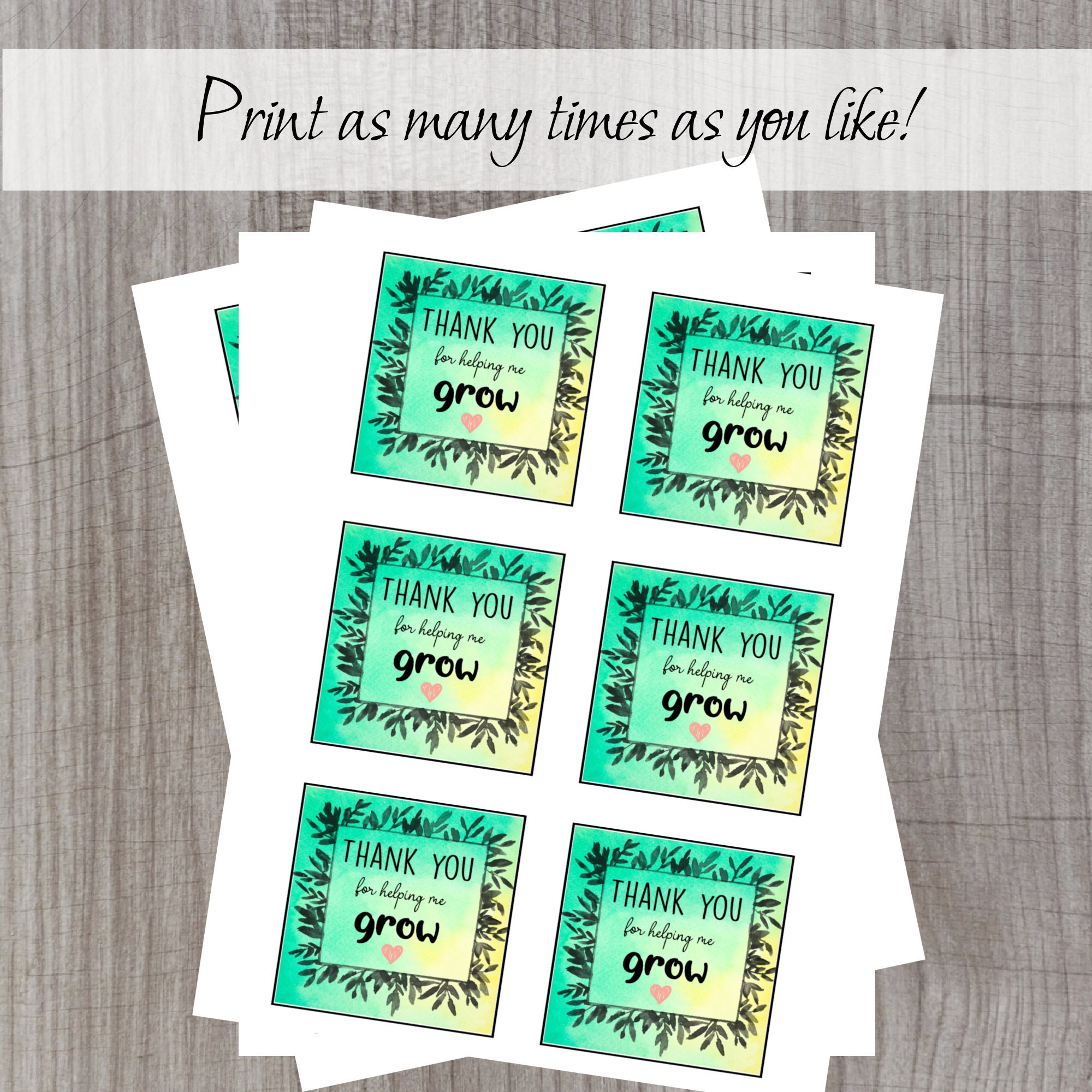 Teacher Thank You Printable Gift Tag - Etsy