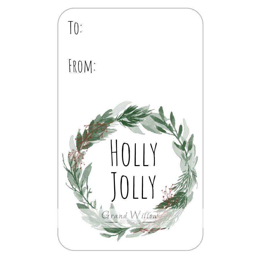Printable Christmas Gift Tag Watercolor - Etsy