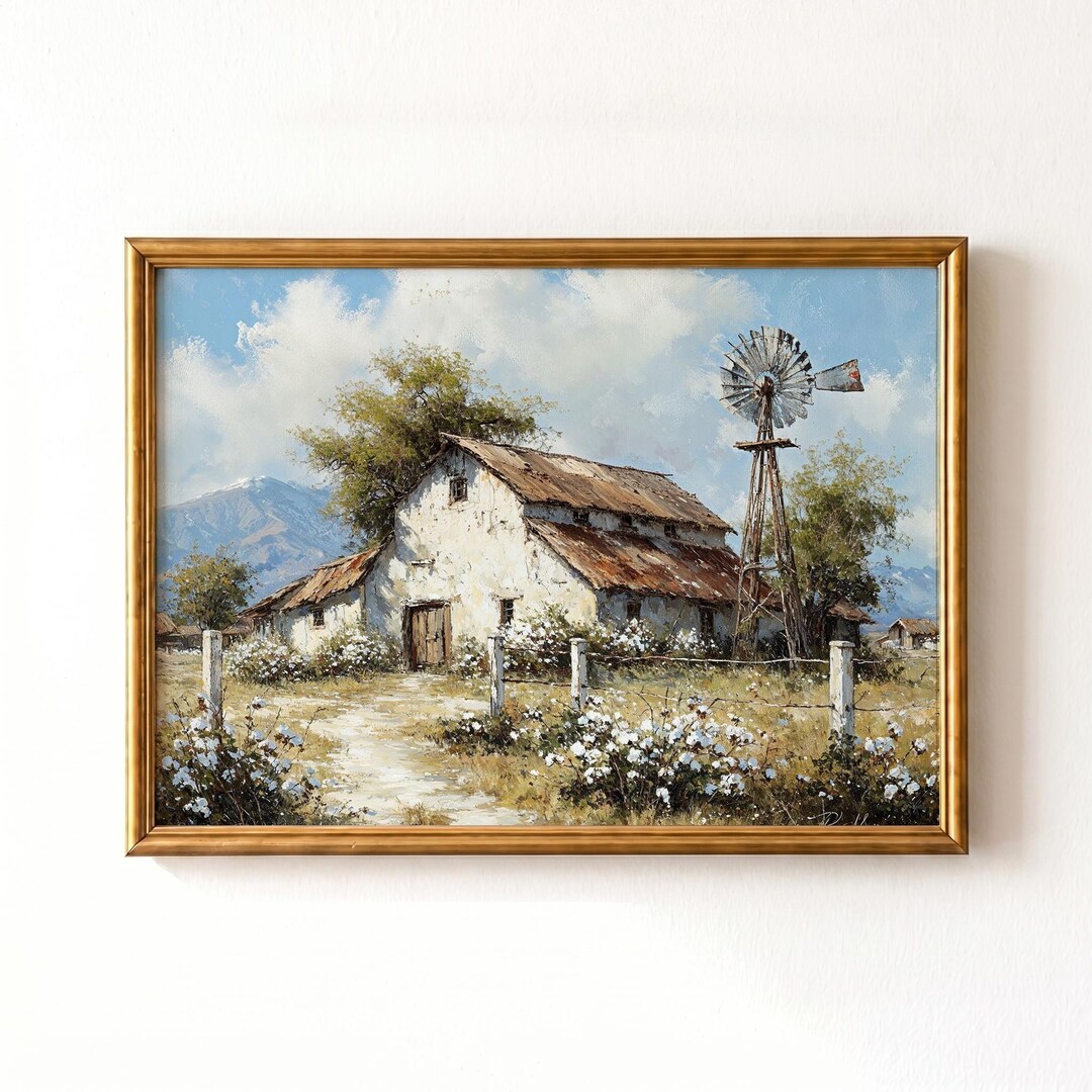 Rustic Farmhouse Wall Art Printable, Vintage Barn Landscape, Country ...