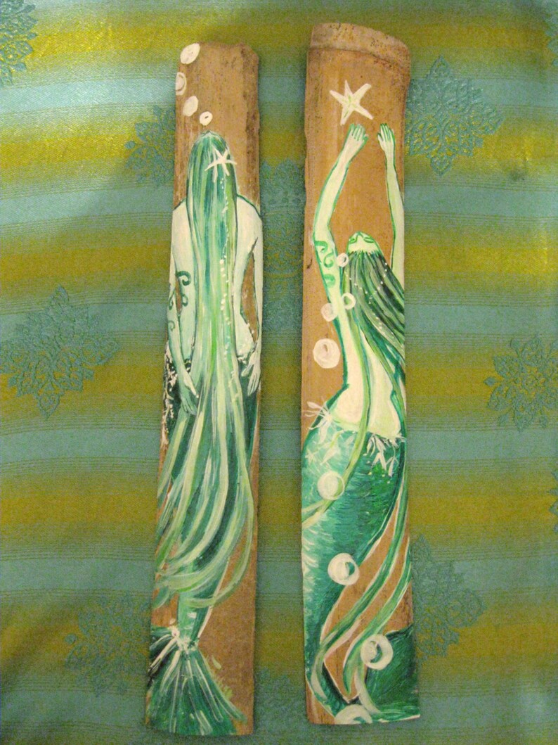 Pair of Fantasy Mermaids Sea Foam Red Green Teal Blue | Etsy