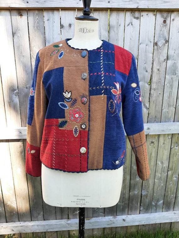 Vintage Ladies Jacket Patchwork Design Craft Style Si… - Gem