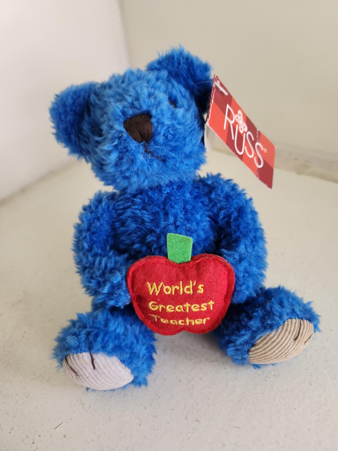 Vintage Russ Blue Teddy Bear Worlds Greatest Teacher - Etsy