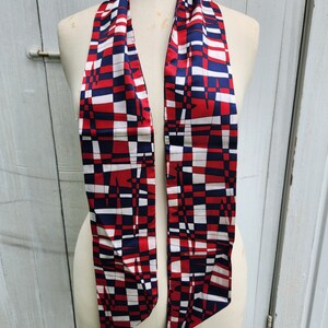 Vintage Red White and Blue Abstract Long Scarf - Etsy