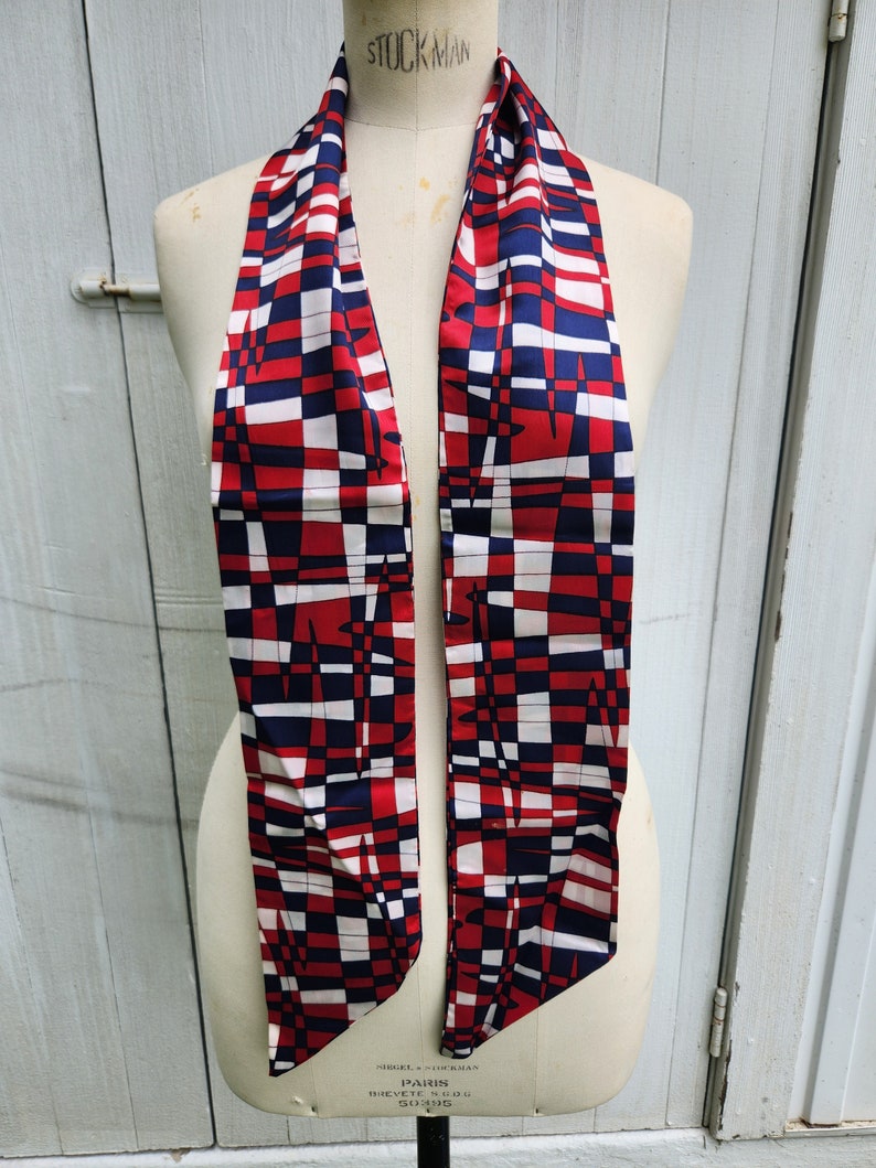 Vintage Red White and Blue Abstract Long Scarf - Etsy
