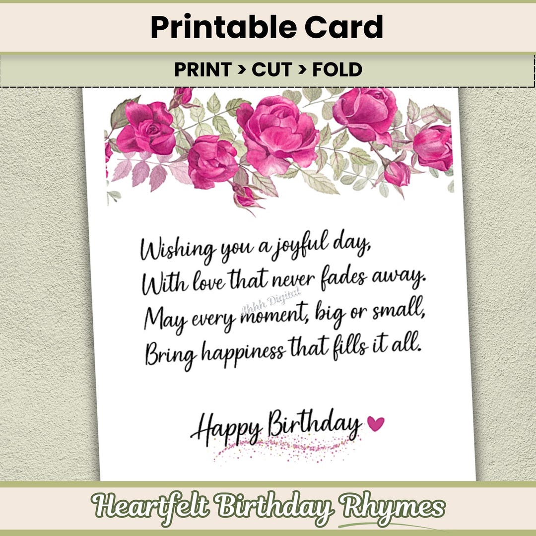 Birthday Card for Her, Birthday Card Printable, Happy Birthday Card PDF ...