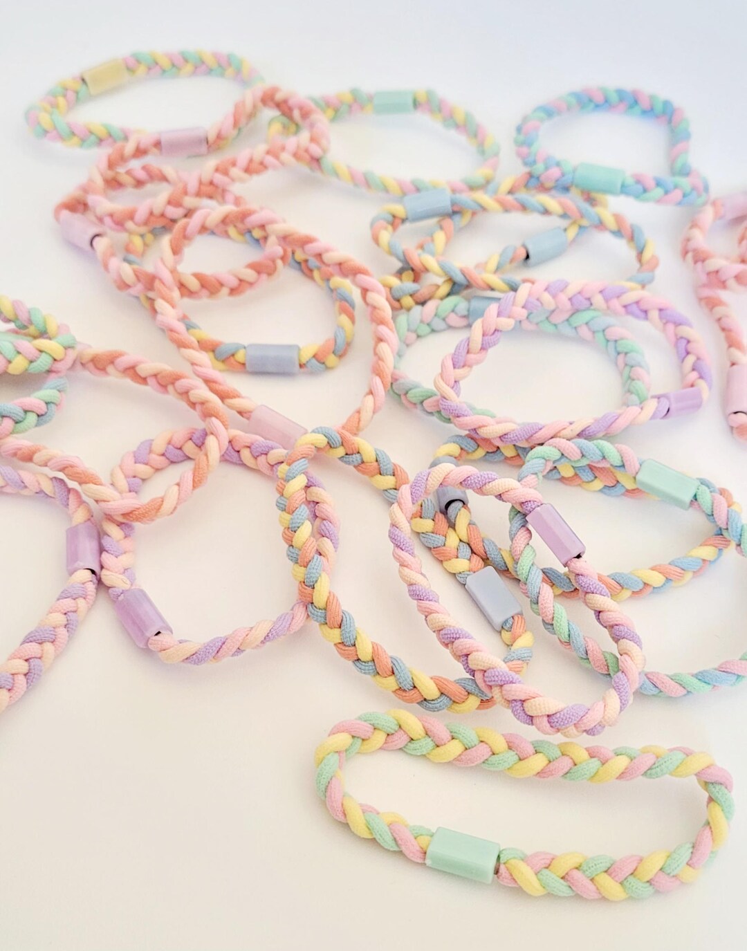 Pastel Braided Hair Ties – Macaron Fruit-inspired Elastics (2pcs or ...