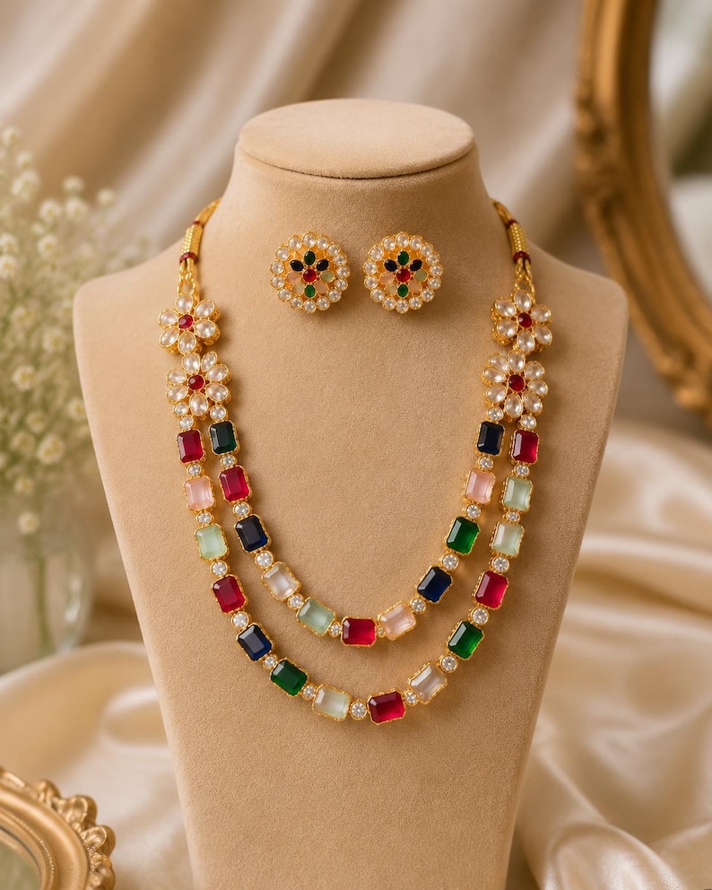 Multicolor Kundan Necklace Set | Traditional Indian Bridal Jewelry ...