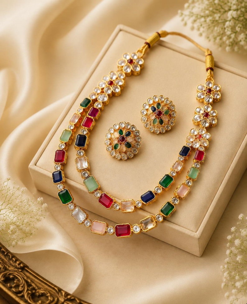 Multicolor Kundan Necklace Set | Traditional Indian Bridal Jewelry ...