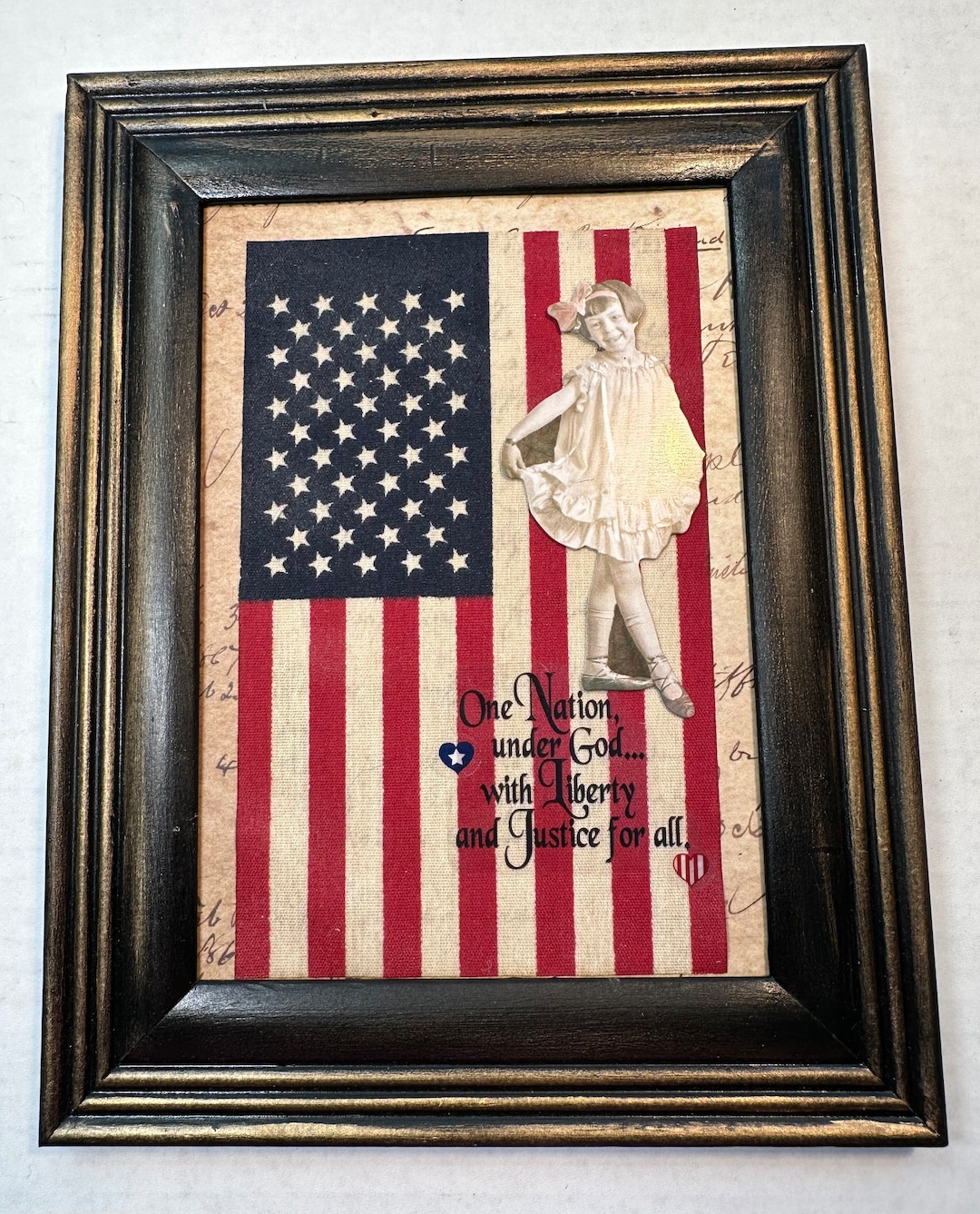 Red White Blue Gold Flag Wood Frame - Etsy