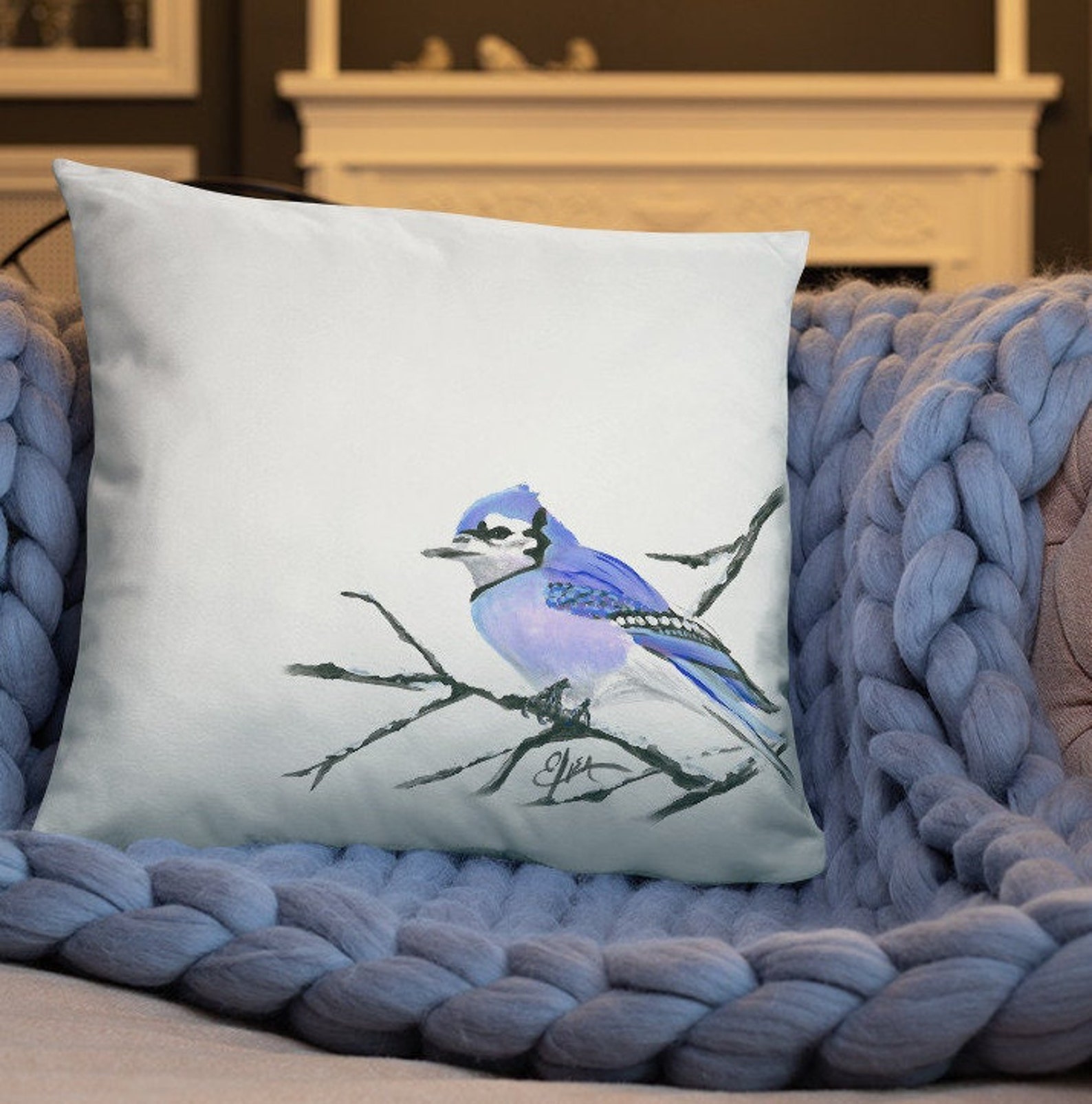 Blue Jay Throw Pillow - Etsy