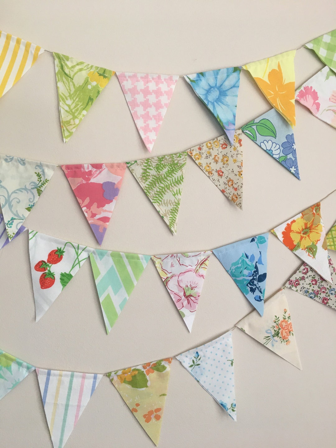 Sustainable Decorations, Upcycled Vintage Bunting Banner, Vintage ...