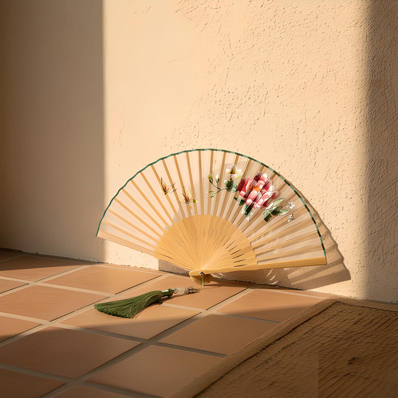 Japanese Silk Hand Fan - Etsy UK