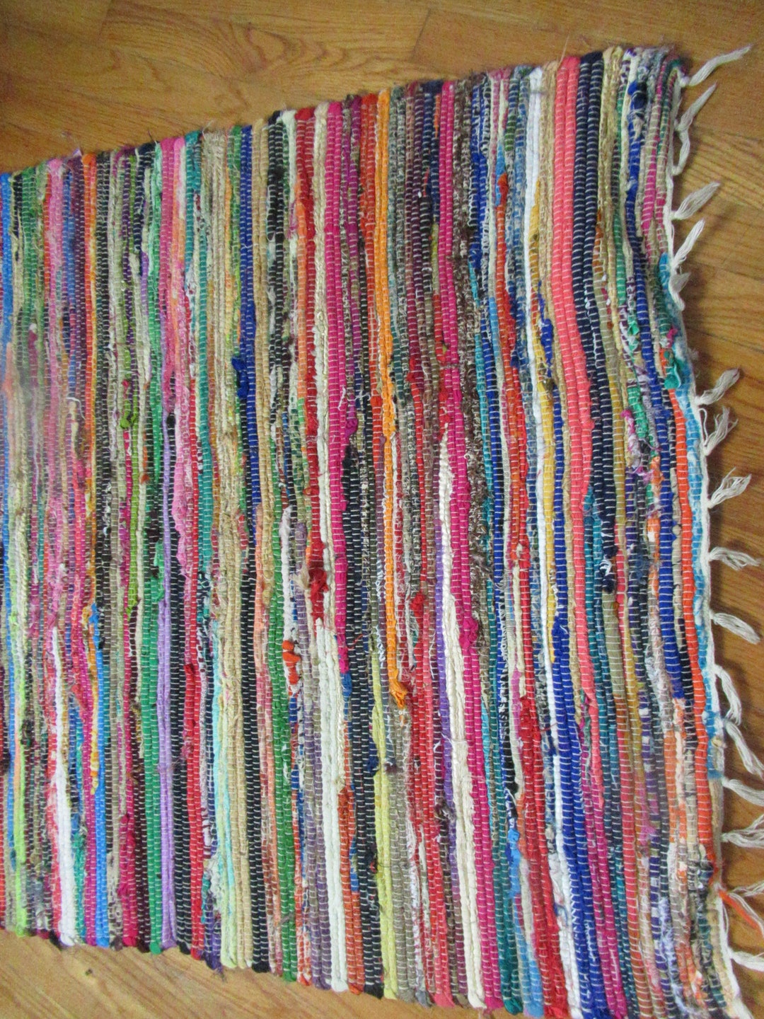 Rug Vintage Rectangular Reversible Hand Woven Rag Rug 60 X 30 All ...
