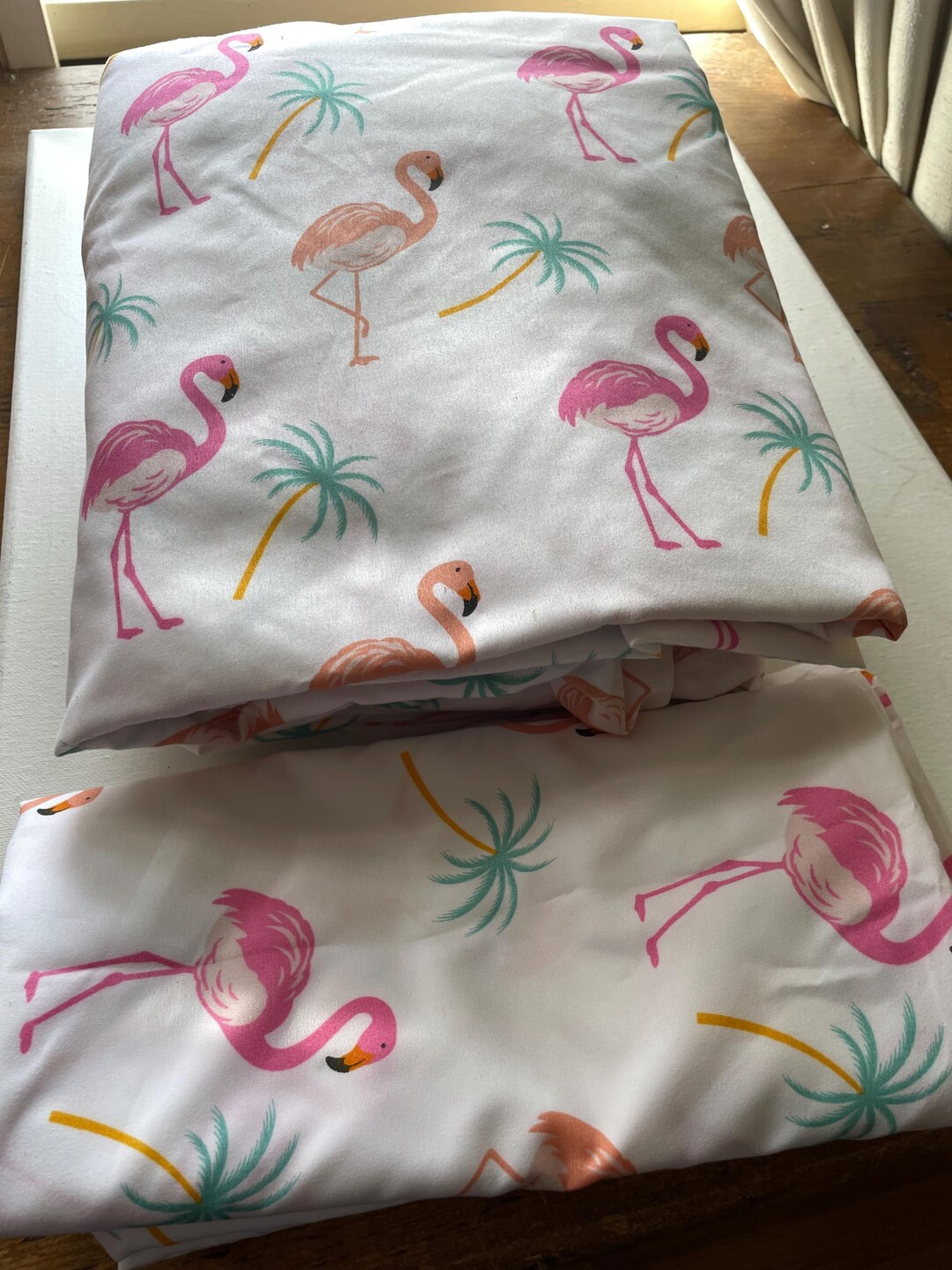 Full Queen Flamingo Sheets White Cotton With Pink Flamingos Vintage ...