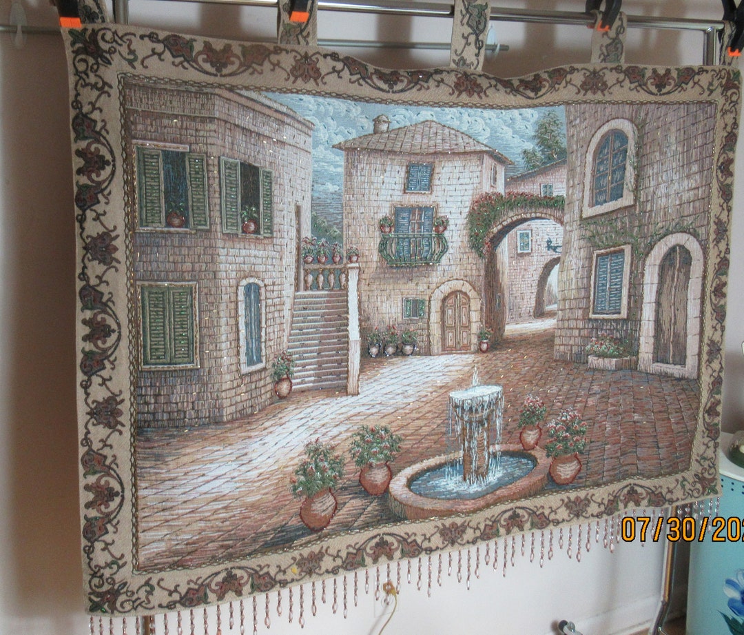 TAPESTRY French Villas Beaded Tapestry Beaded Tapestry W Rod Holders at ...