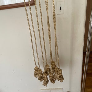 15 Curtain Tie Backs Gold Cord 64 to Pom Poms 4' Each Very Dramatic ...