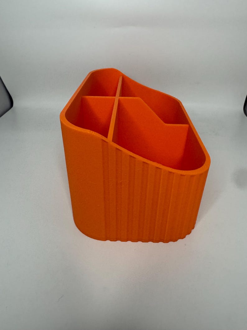 Orange Ribbed Desk Organizer: Multi-compartment Stationery Holder - Etsy