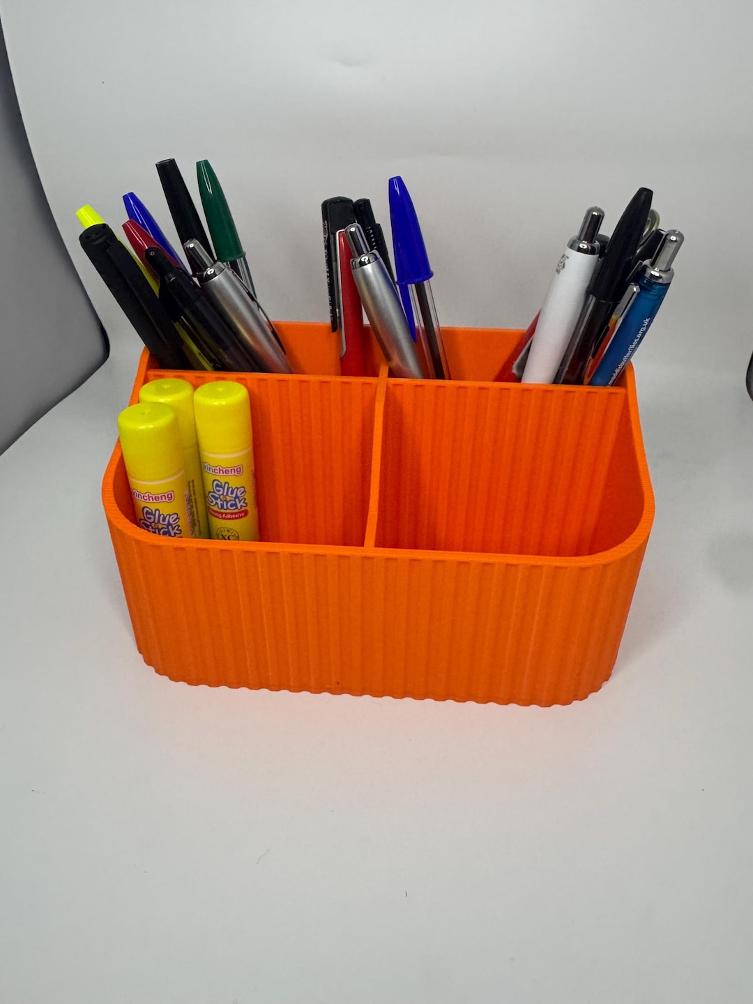 Orange Ribbed Desk Organizer: Multi-compartment Stationery Holder - Etsy