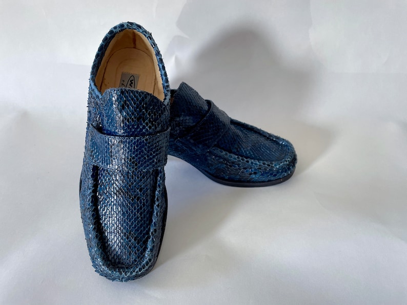 90s Patrick Cox Wannabe Vintage Sz 36 Blue Python Snake Skin Loafers - Etsy