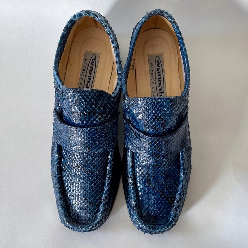 90s Patrick Cox Wannabe Vintage Sz 36 Blue Python Snake Skin Loafers - Etsy