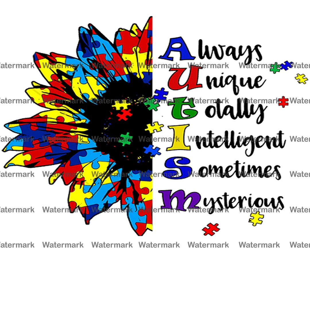 Autism Awareness PNG, Sunflower Autism Awareness Sublimation Design ...