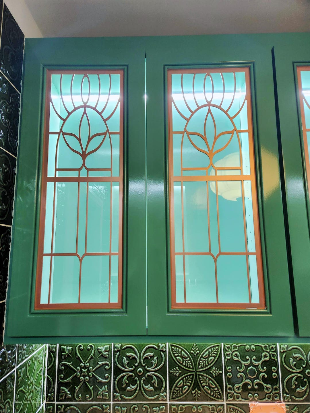Rose Cabinet Door Insert Custom Mullion Insert Door Kitchen Decor Bath ...