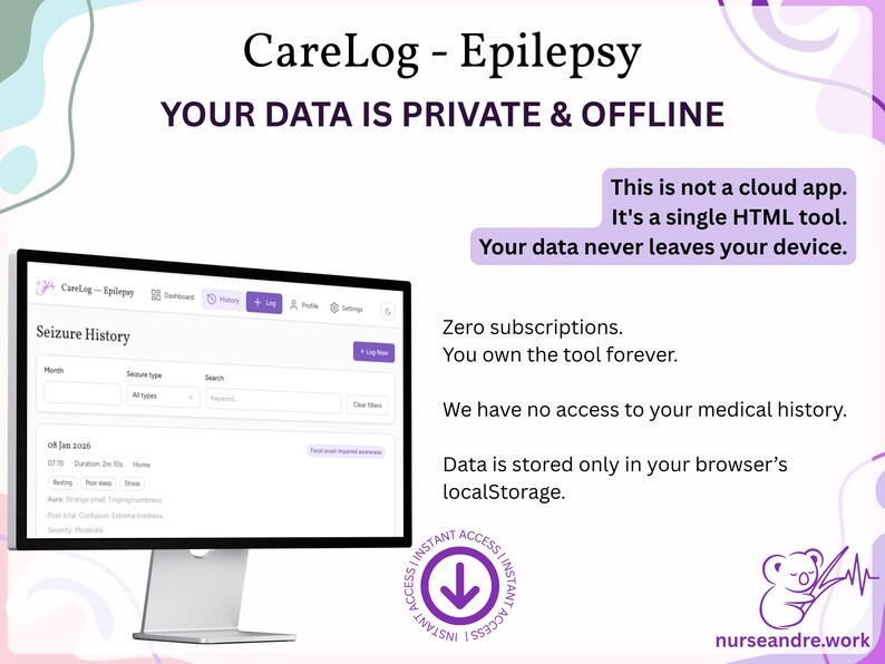 Interactive Epilepsy Seizure Tracker | Private Offline Diary, Doctor ...
