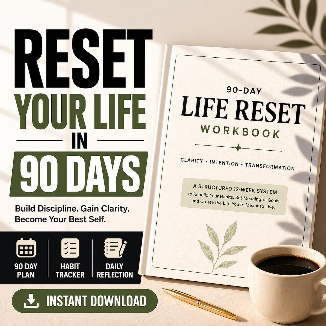90 Day Life Reset Workbook | Get Your Life Together Planner | Habit ...