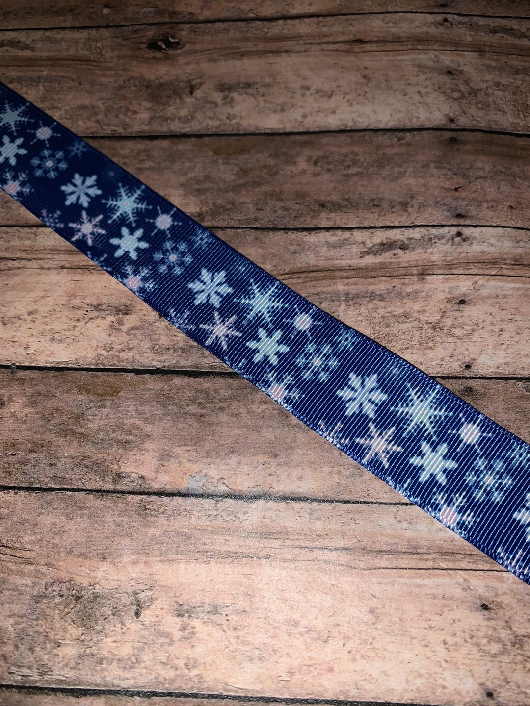 5 Yards Blue Snowflake Ribbon - Etsy