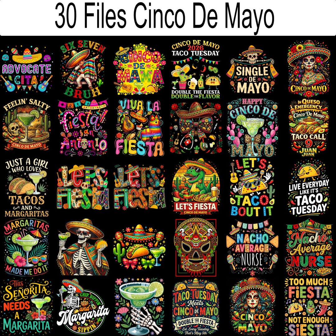 Cinco De Mayo Png Bundle, Fiesta Mexican Graphics, Cinco De Mayo Party ...
