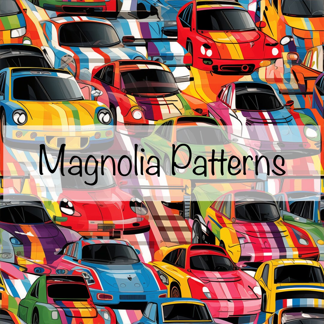 Rainbow Color Race Cars Graphic Image Seamless Pattern Instant Download ...