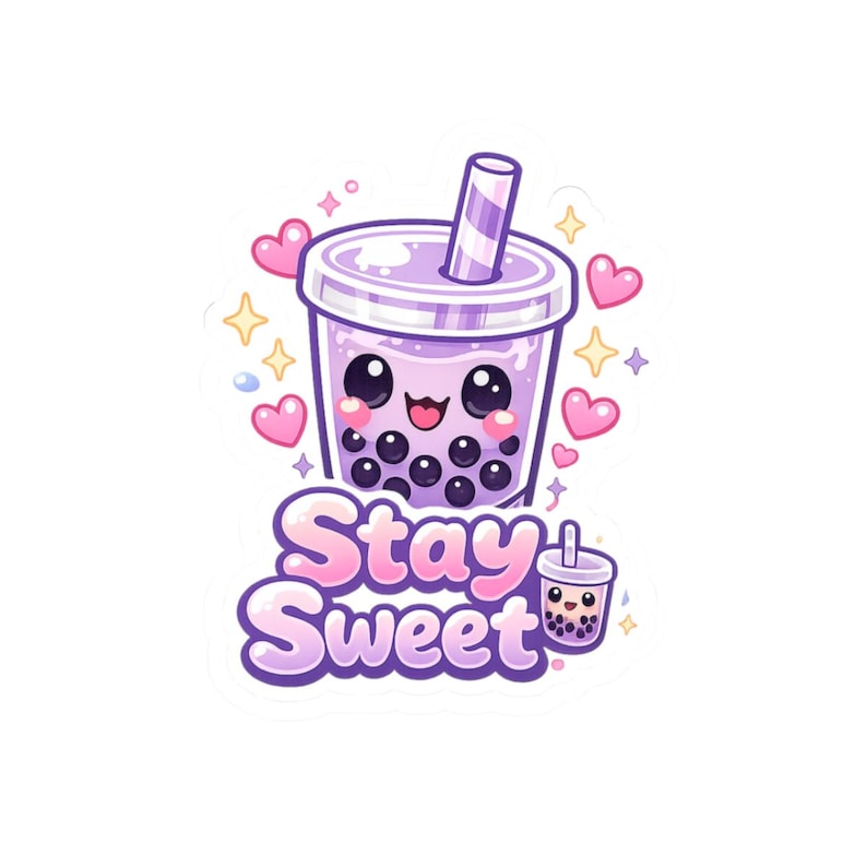 Kawaii Boba Tea Sticker | Bubble Drink Vinyl Decal (kiss-cut) - Etsy