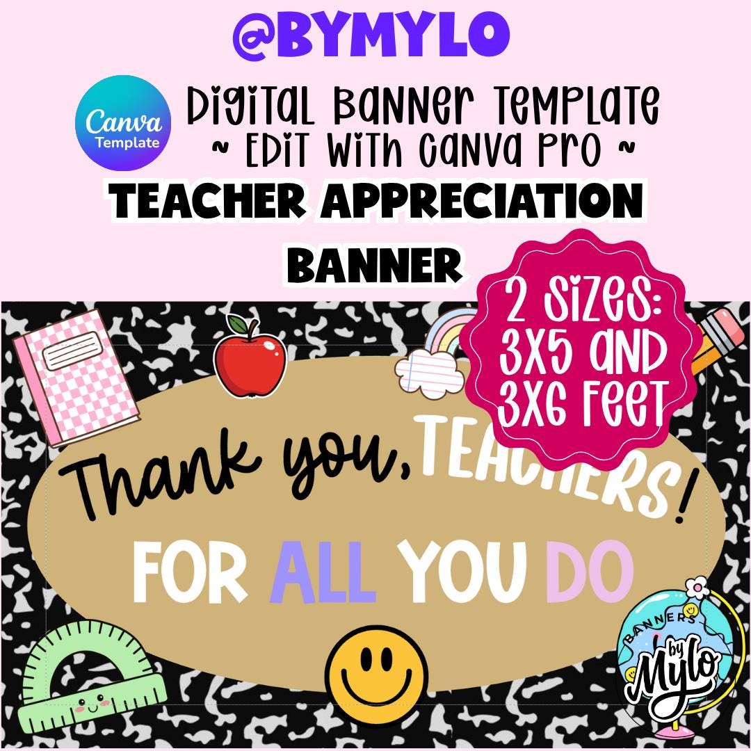 Teacher Appreciation Banner Template | 2 Sizes | Editable Canva Design ...