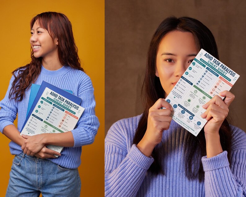 ADHD Task Paralysis Cheat Sheet Printable PDF | Executive Functioning ...