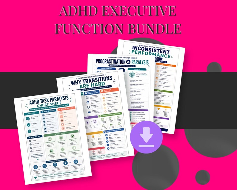 ADHD Executive Function Bundle Printable PDF | Time Blindness, Task ...