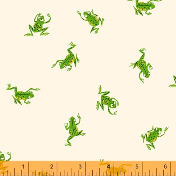Heather Ross 20th Anniversary Reprint for Windham Fabrics 43484A 3 White Frogs From Kinder 124 Etsy Australia