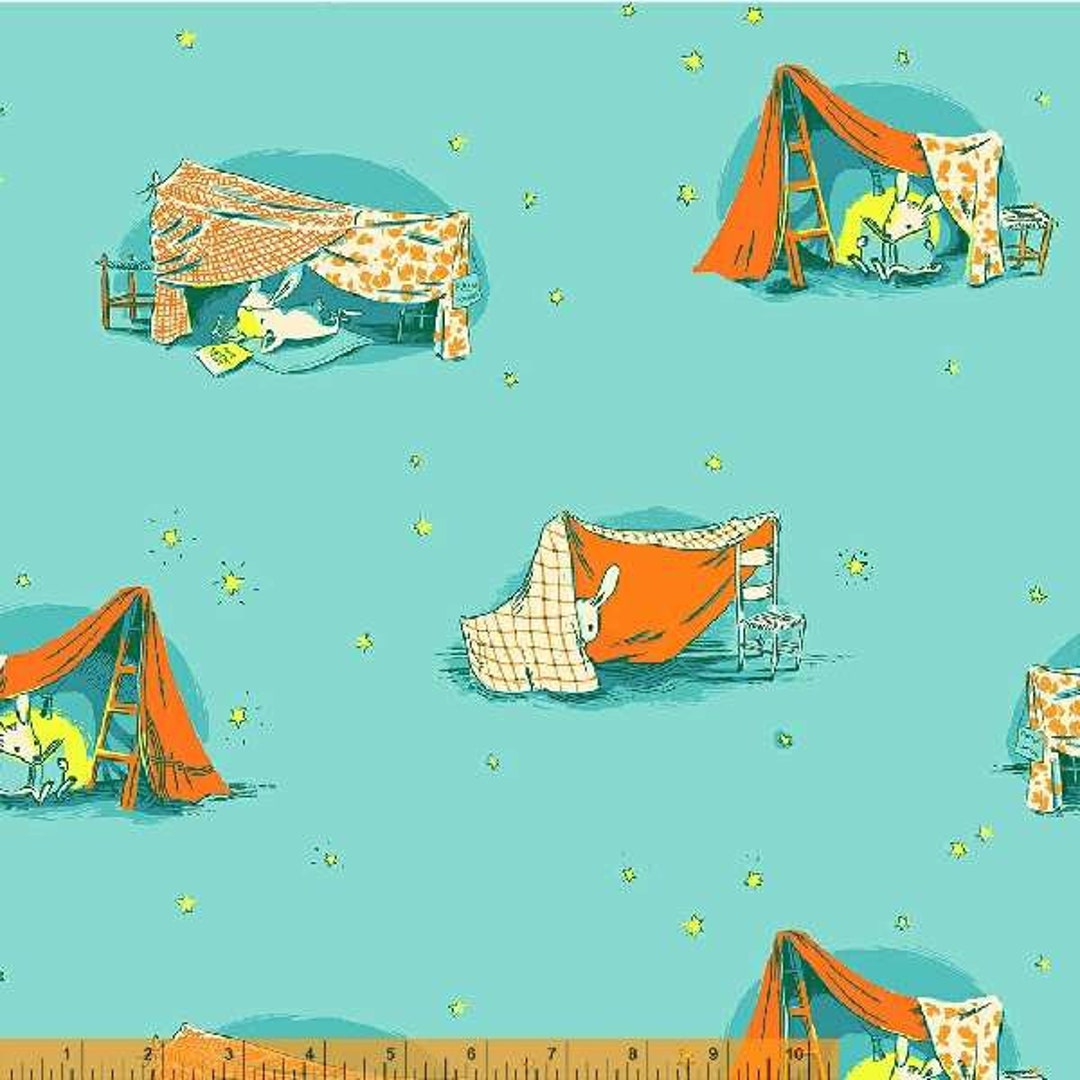 Lucky Rabbit by Heather Ross - Quilt Tent 53242-2 Turquoise 125 - Etsy