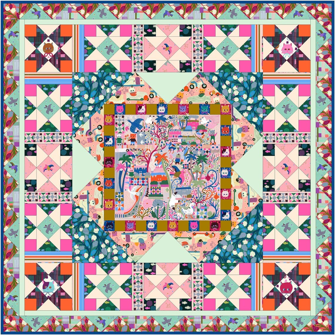 Just Kitten Around Quilt PDF Pattern by Monika Forsberg for Anna Maria's Conservatory - Etsy