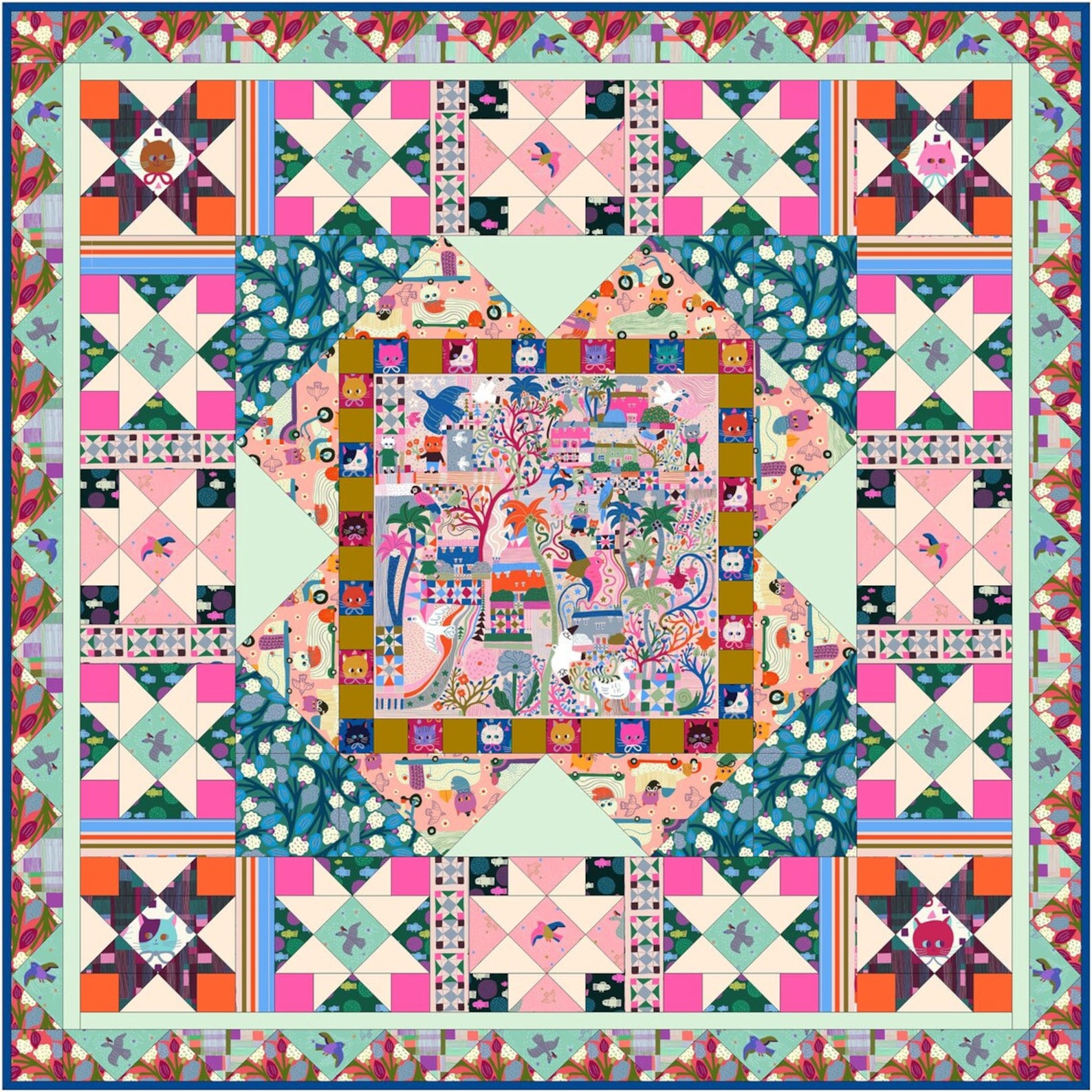 Just Kitten Around Quilt PDF Pattern by Monika Forsberg for Anna Maria's Conservatory - Etsy