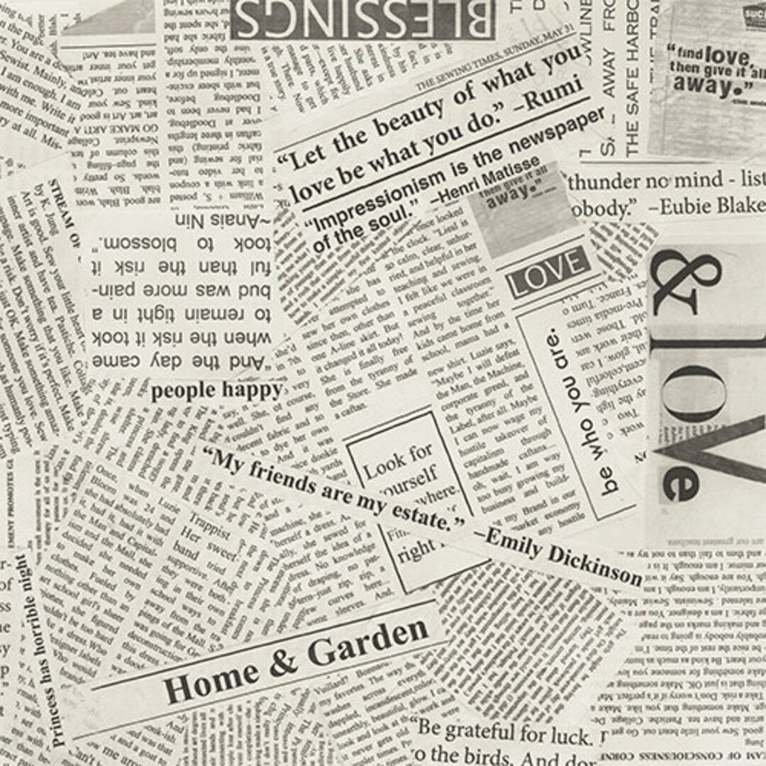 Pre-cut Newspaper Print by Carrie Bloomston - Spackle Newspaper 41946-4 ...