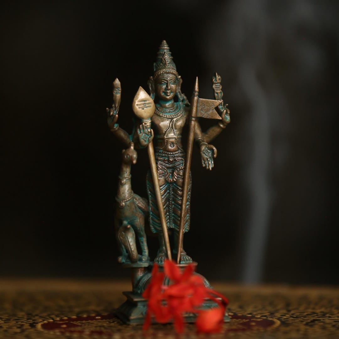 5.5" Lord Murugan Statue With Vel & Peacock | Handcrafted Panchaloha ...