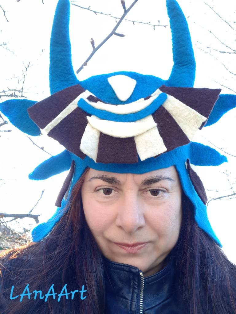Handmade Felted Bull Horn Hat, Costume Headdress, Unisex (M-ML-L) - Etsy