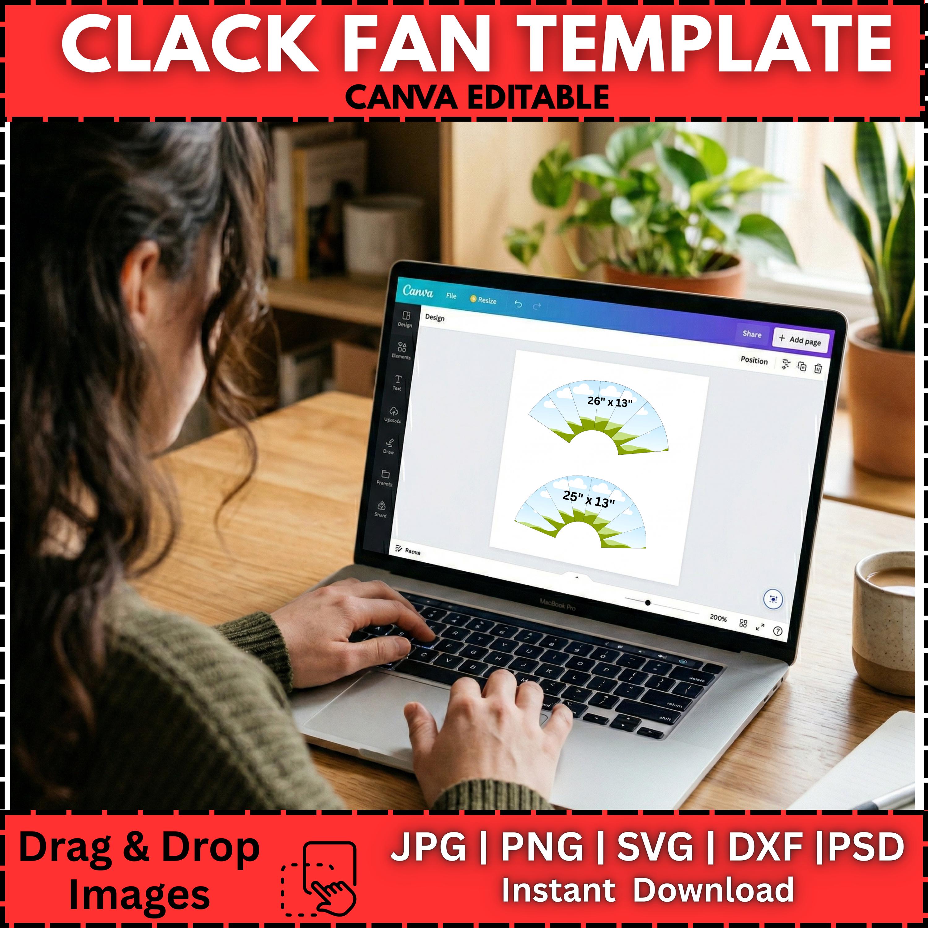 Clack Fan Template Bundle: 4 Sizes, Editable Canva Design (digital ...