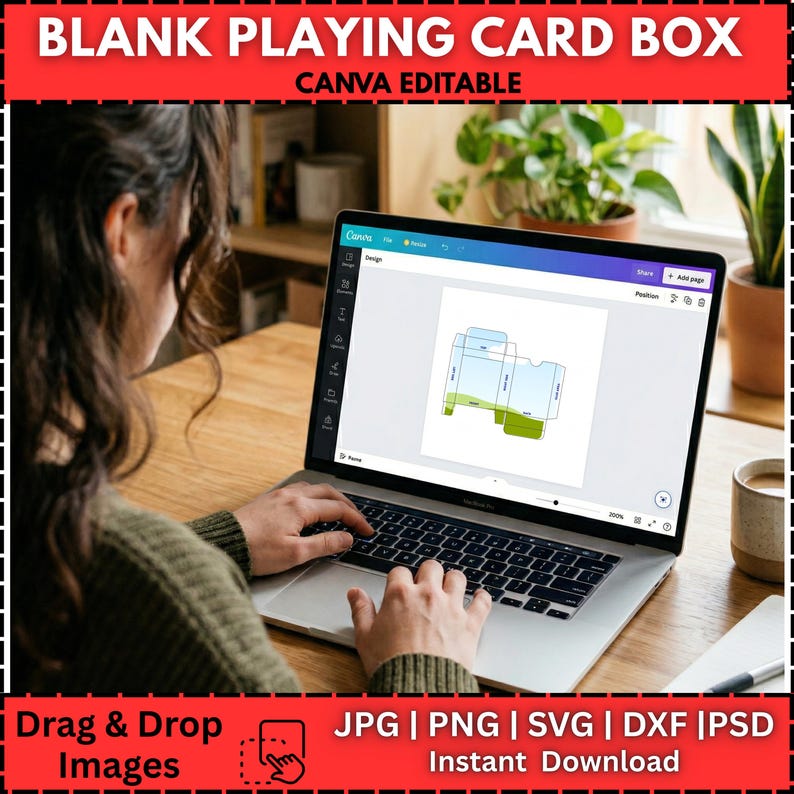 Blank Playing Card Box Template Svg, Poker Card Box Template, Box Svg ...