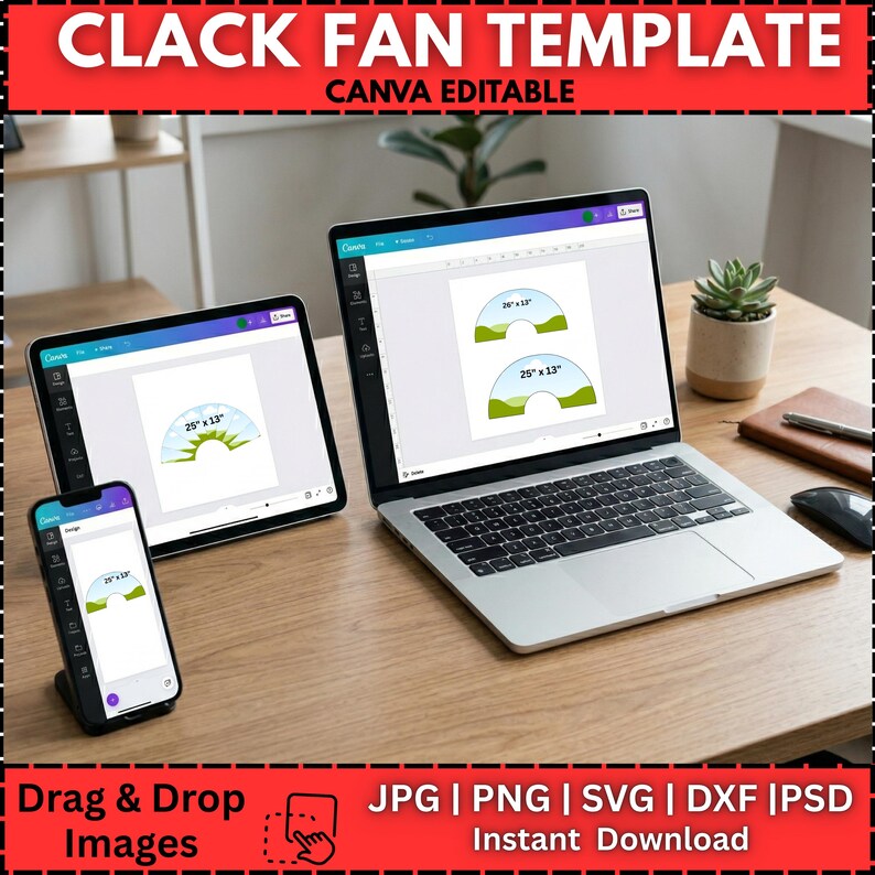 Clack Fan Template Bundle: 4 Sizes, Editable Canva Design (digital ...