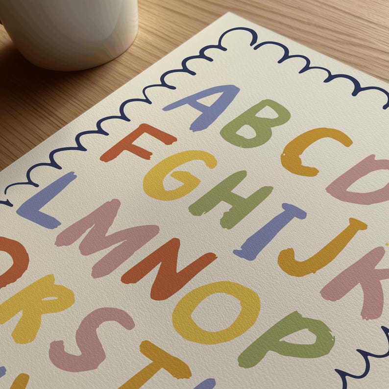 Neutral Alphabet Poster Printable, Montessori ABC Wall Art for Kids ...