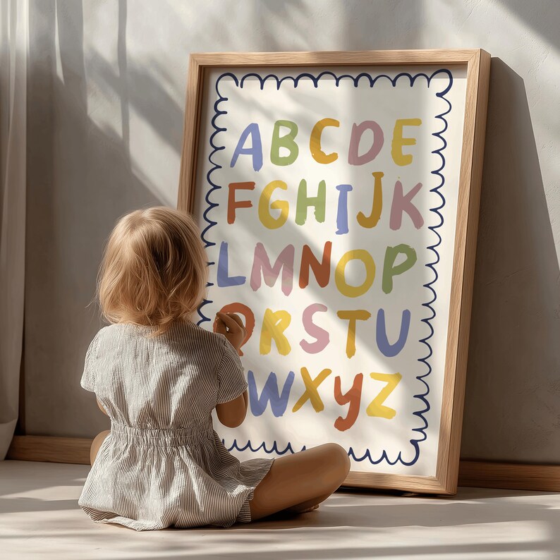 Neutral Alphabet Poster Printable, Montessori ABC Wall Art for Kids ...