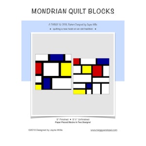 Quilt Pattern, Mondrian Quilt Blocks, PDF Quilt Pattern, Paper Pieced ...